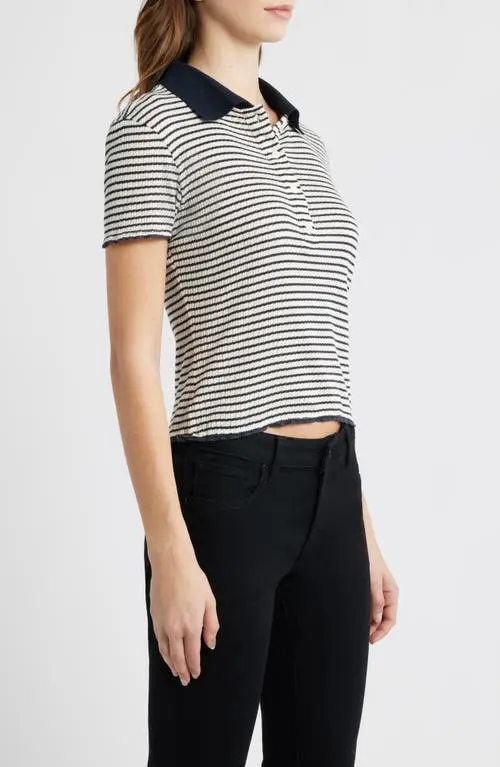FRAME Stripe Crop Pointelle Polo