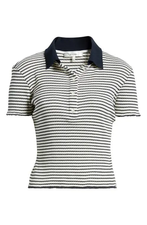 FRAME Stripe Crop Pointelle Polo