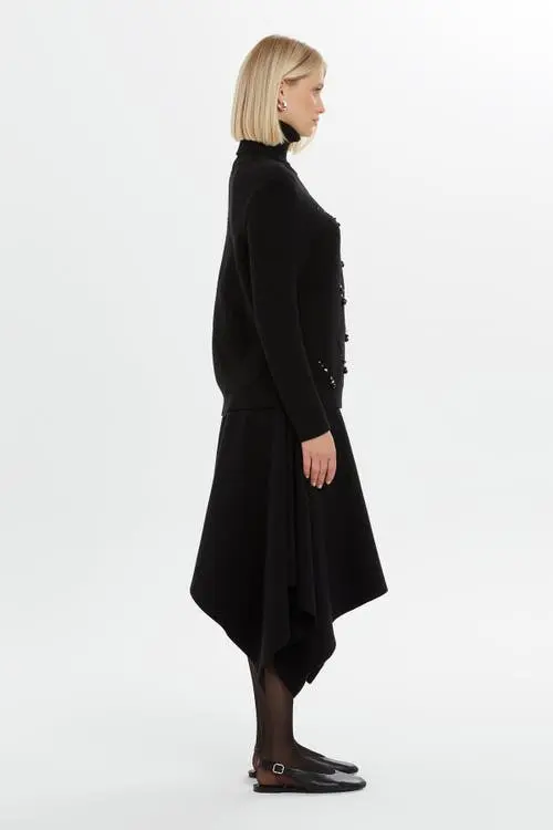 GIZIA Beaded Embellished Turtleneck Knit Jumper