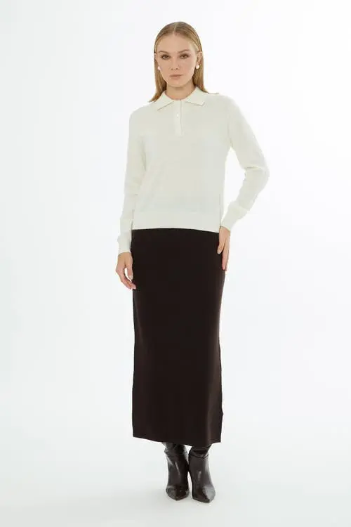 GIZIA Wool Cashmere Button-front Shirt