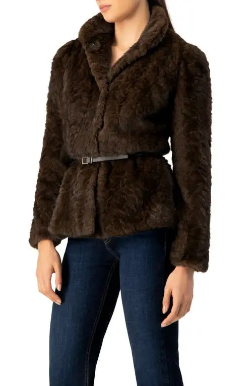 IVONNE Belted Faux-fur Coat