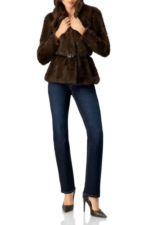 IVONNE Belted Faux-fur Coat