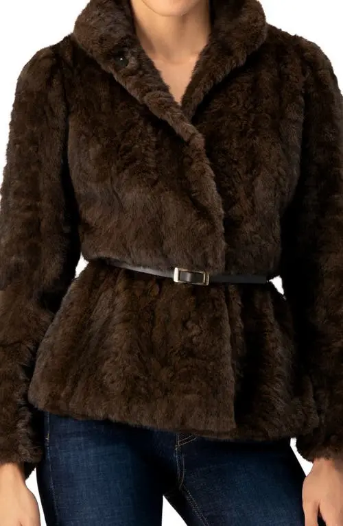 IVONNE Belted Faux-fur Coat