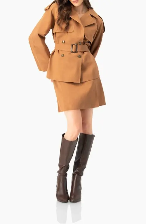 IVONNE Straight Skirt With Back Zipper - Brown