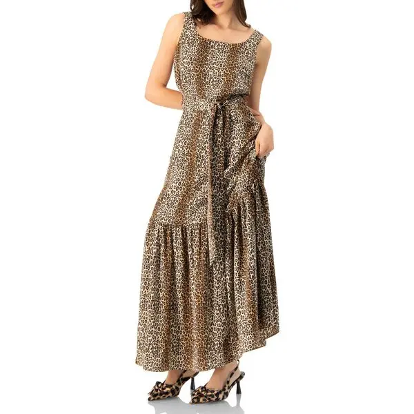 IVONNE Animal Print Maxi Dress - Brown