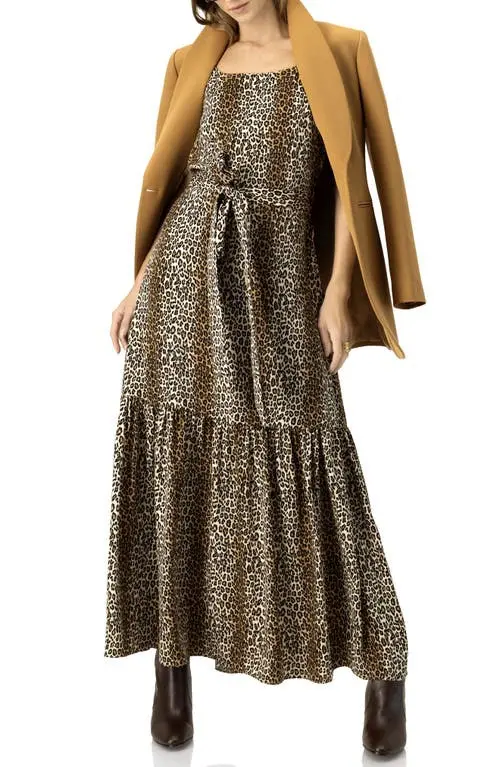 IVONNE Animal Print Sleeveless Maxi Dress