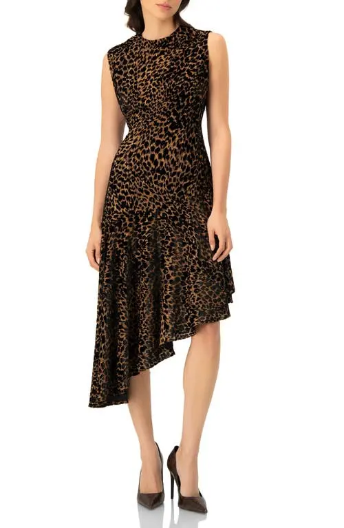 IVONNE Asymmetric Animal Print Dress
