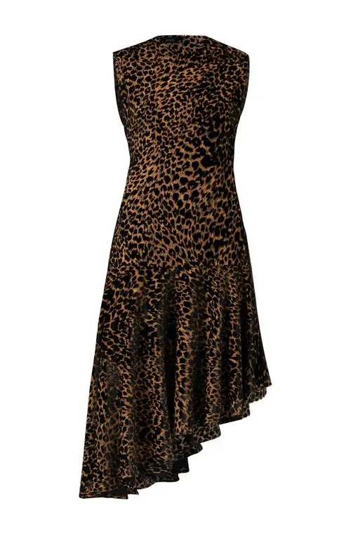 IVONNE Asymmetric Animal Print Dress