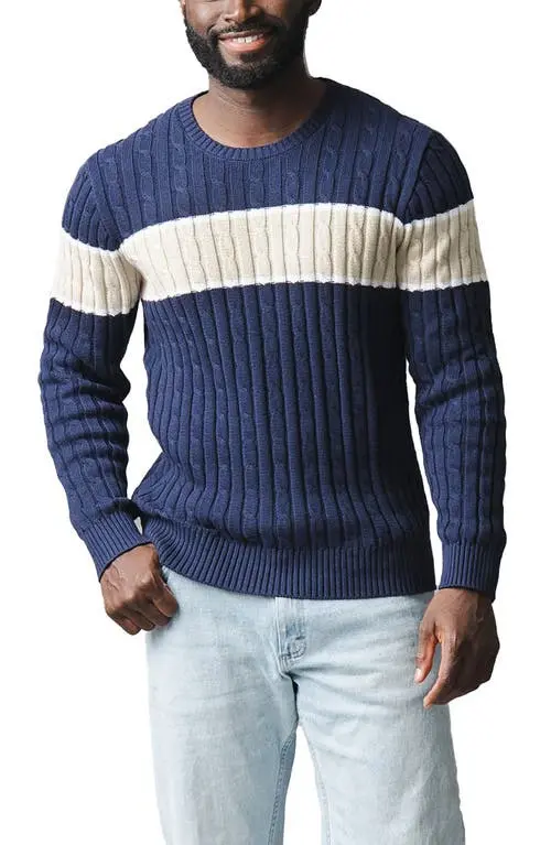 HOPE & HENRY Organic Cotton Crew Neck Cable Sweater