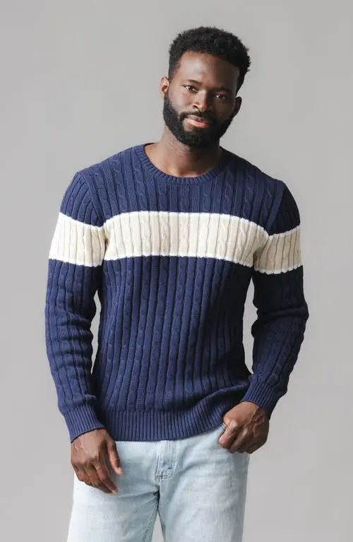 HOPE & HENRY Organic Cotton Crew Neck Cable Sweater