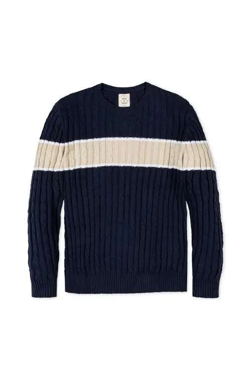 HOPE & HENRY Organic Cotton Crew Neck Cable Sweater