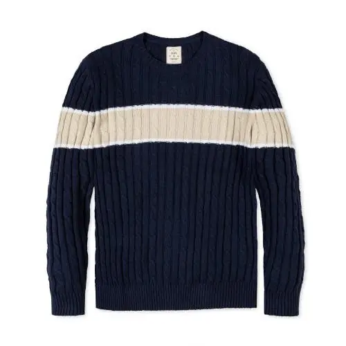 HOPE & HENRY Organic Cotton Crew Neck Cable Sweater