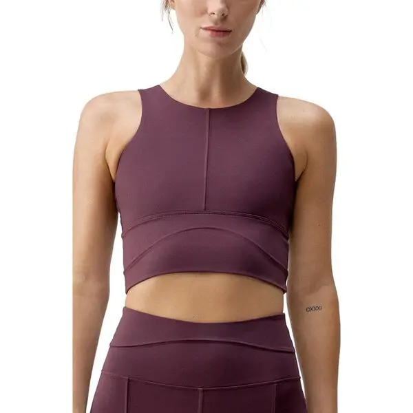 BORN LIVING YOGA Saori Support Sport Top - Dark Cherry