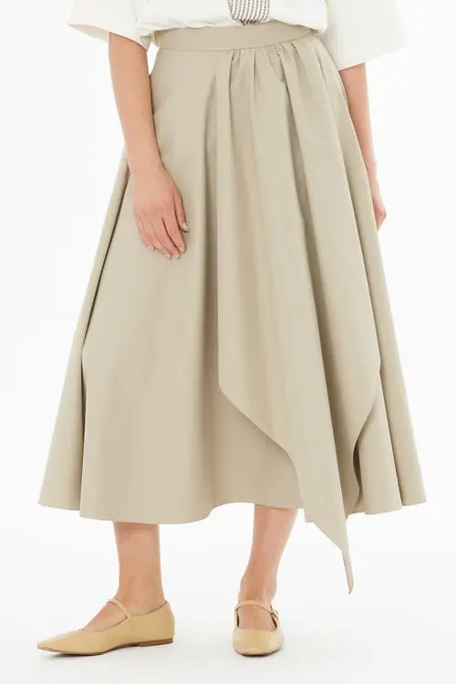 GIZIA Asymmetric High-waist Midi Skirt