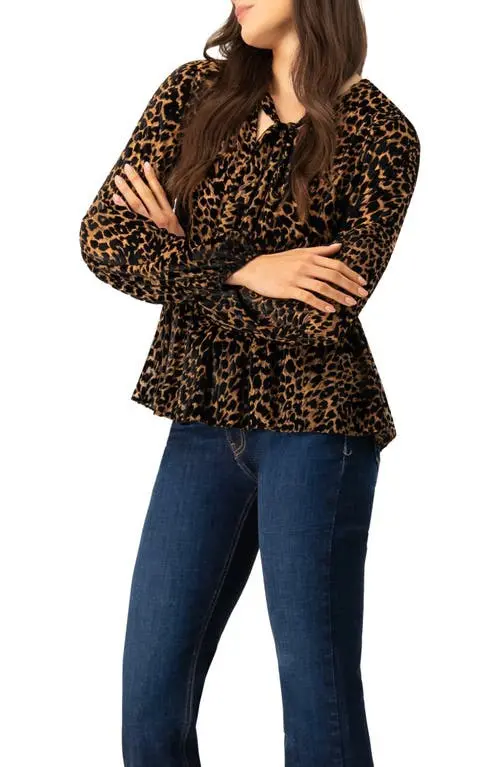 IVONNE Animal Print Velvet Flock Blouse