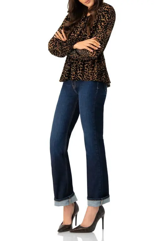 IVONNE Animal Print Velvet Flock Blouse
