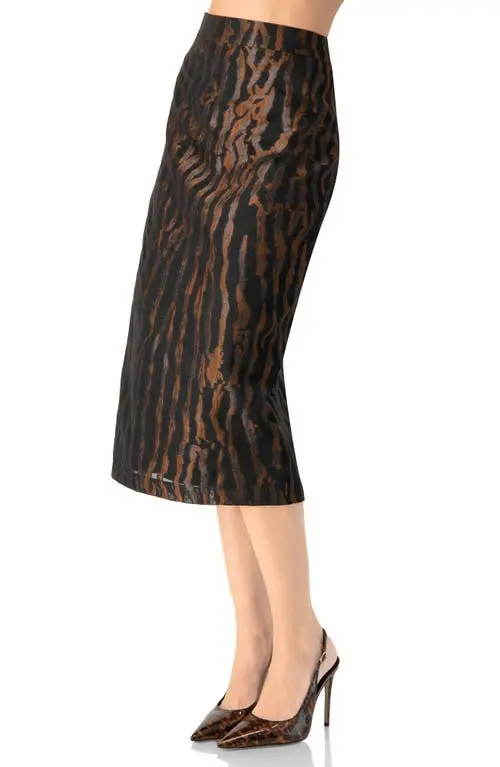 IVONNE Animal Print Midi Skirt With Back Slit