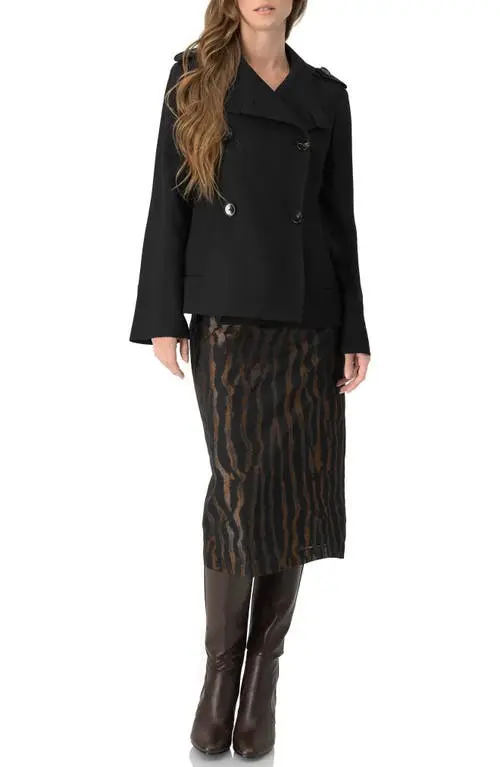 IVONNE Animal Print Midi Skirt With Back Slit