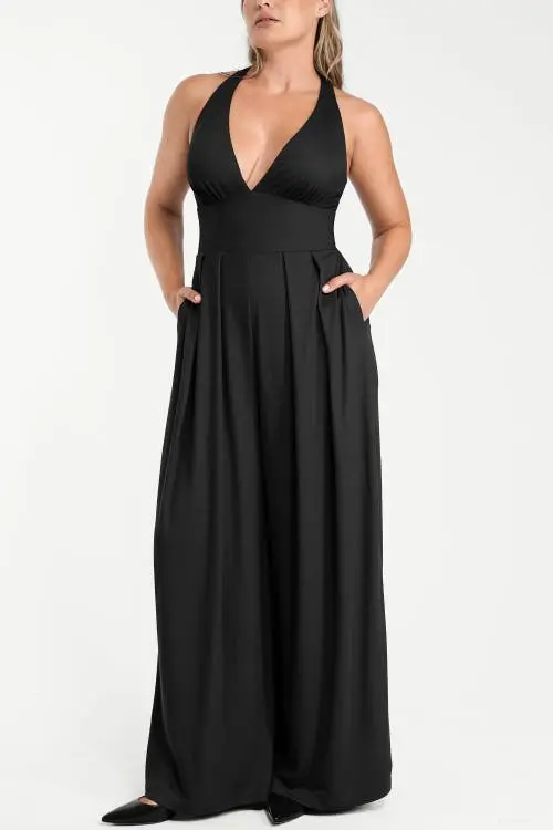 SHAPELLX Airslim Deep Plunge Jumpsuit - Black
