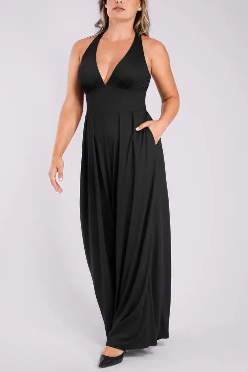 SHAPELLX Airslim Deep Plunge Jumpsuit - Black