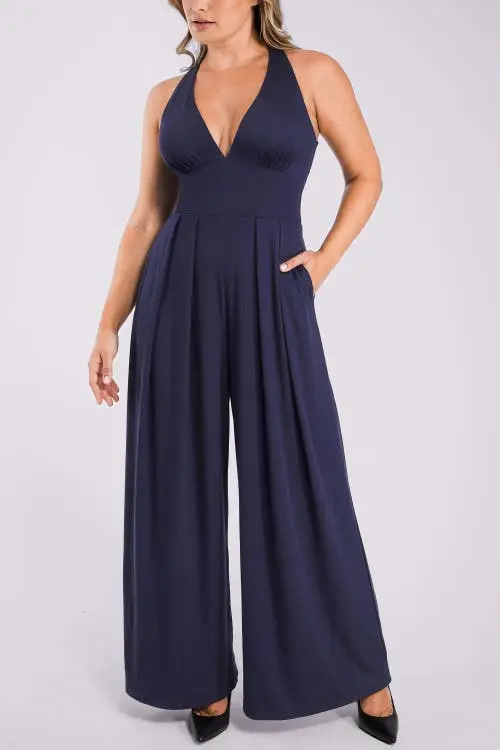 SHAPELLX Airslim Deep Plunge Jumpsuit - Navy Blue