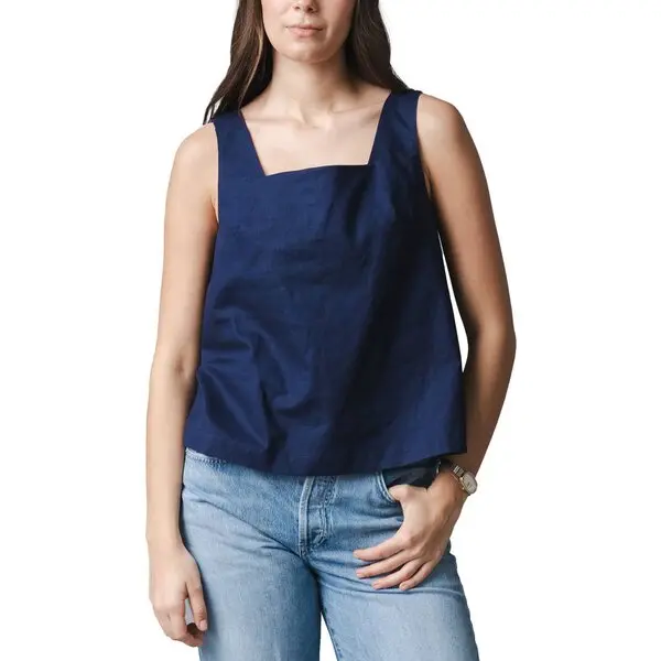HOPE & HENRY Linen Square Neck Tank
