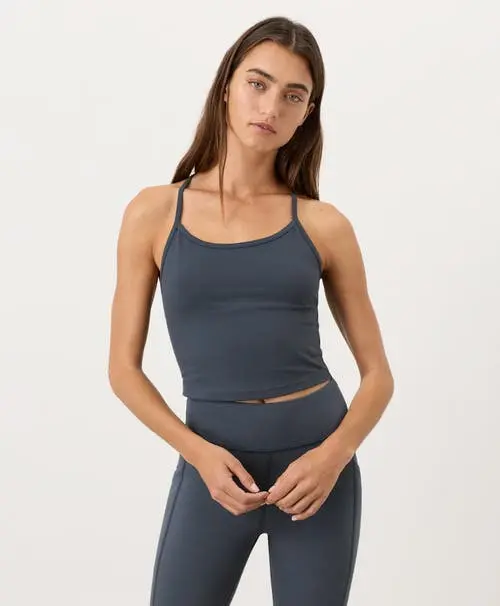 PACT On The Go-to Shelf Bra Tank Made With Organic Cotton - Steel Blue