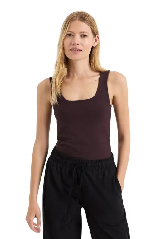 PACT Organic Cotton Square Neck Tank - Plum
