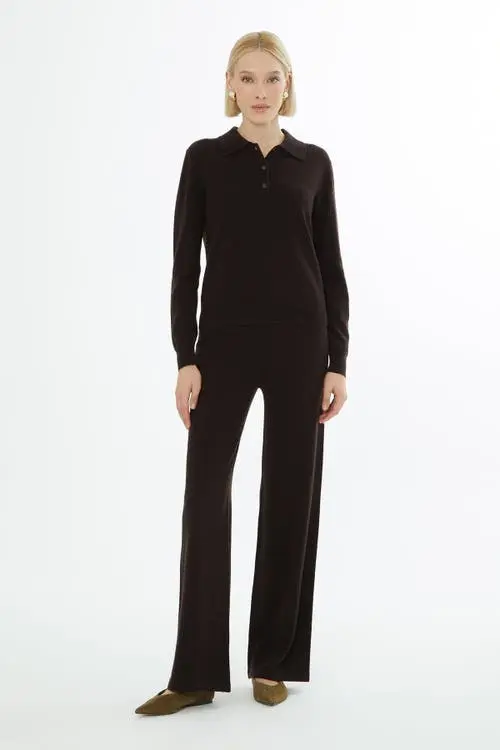 GIZIA Shirt Collar Wool Cashmere Sweater