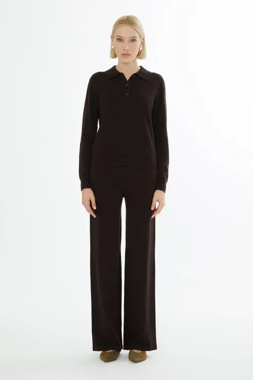 GIZIA Shirt Collar Wool Cashmere Sweater