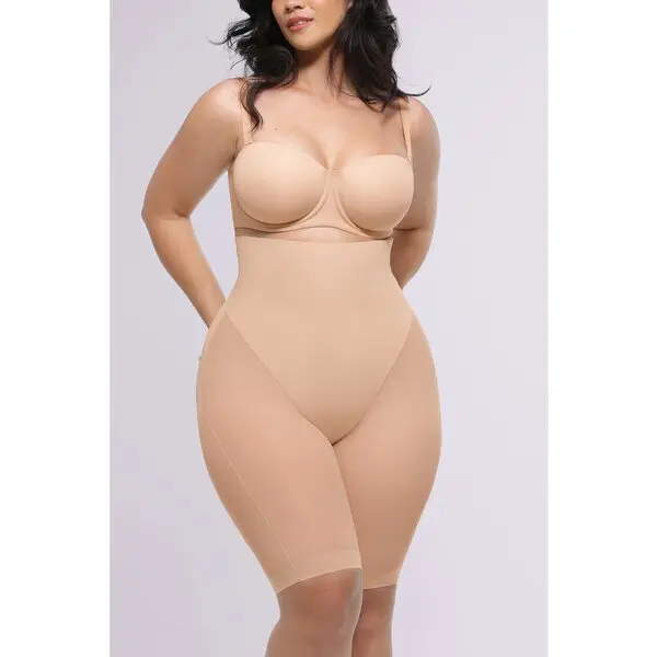SHAPELLX Meshsmooth Butt-lifting Above-knee Short - Beige