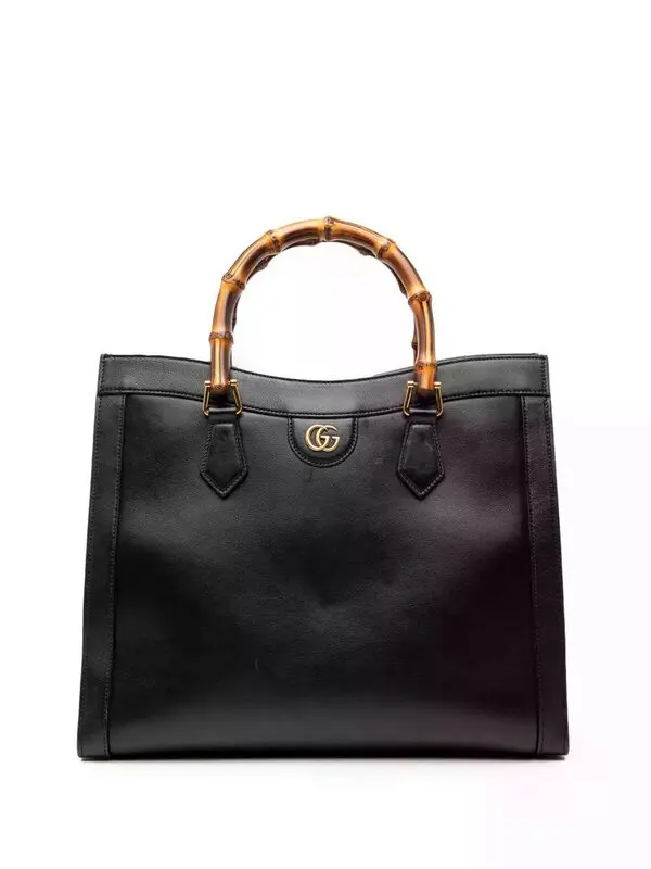 Gucci Diana Medium Bamboo Tote Satchel - Black