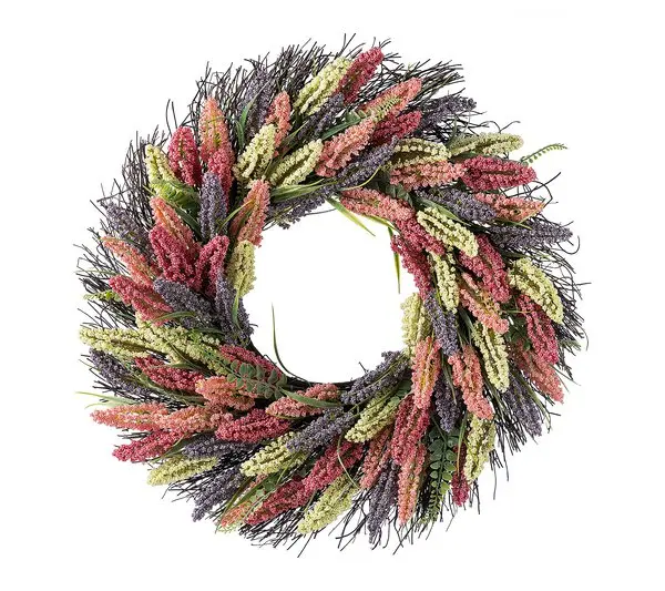GLITZHOME 24'd Pink, Purple & Yellow Mixed Heat Her Wreath - One-color