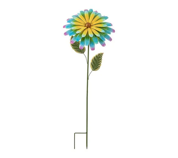 GLITZHOME 41'h Color Garden Metal Flower Garden Stake - One-color