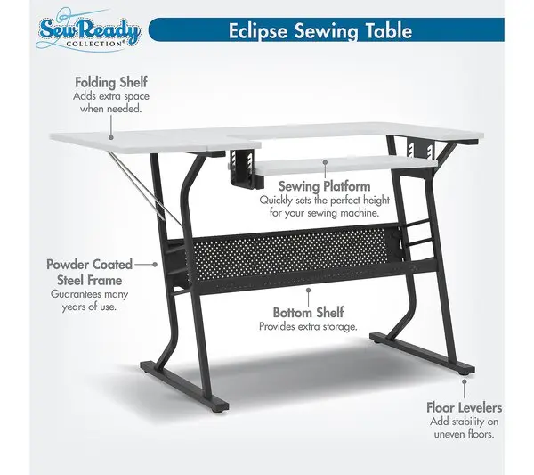 SEW READY Eclipse Sewing Craft Table, 44.75