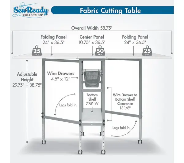 SEW READY Craft/ Multipurpose Height Adjustable Table