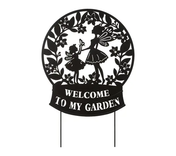 GLITZHOME 30h 'welcome To My Garden' Fairy Ga Rden Stake - One-color