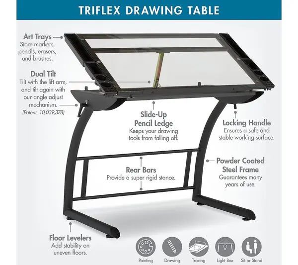 STUDIO DESIGNS HOME Studio Designs Triflex Adjustable Craft &drawin G Table