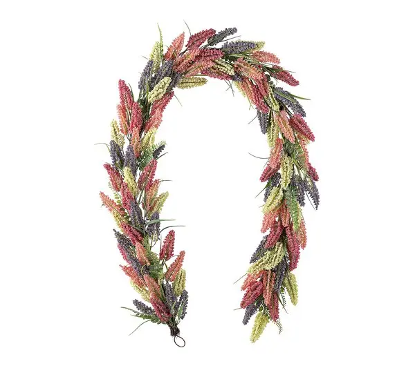 GLITZHOME 6ft Pink, Purple & Yellow Mixed Heath Er Garland - One-color