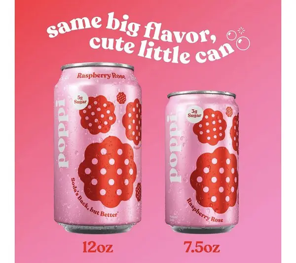POPPI 7.5oz Mini Cans 3g Sugar Soda