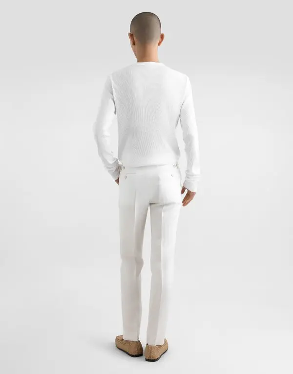 Dolce & Gabbana Regular Fit Linen Pants - White