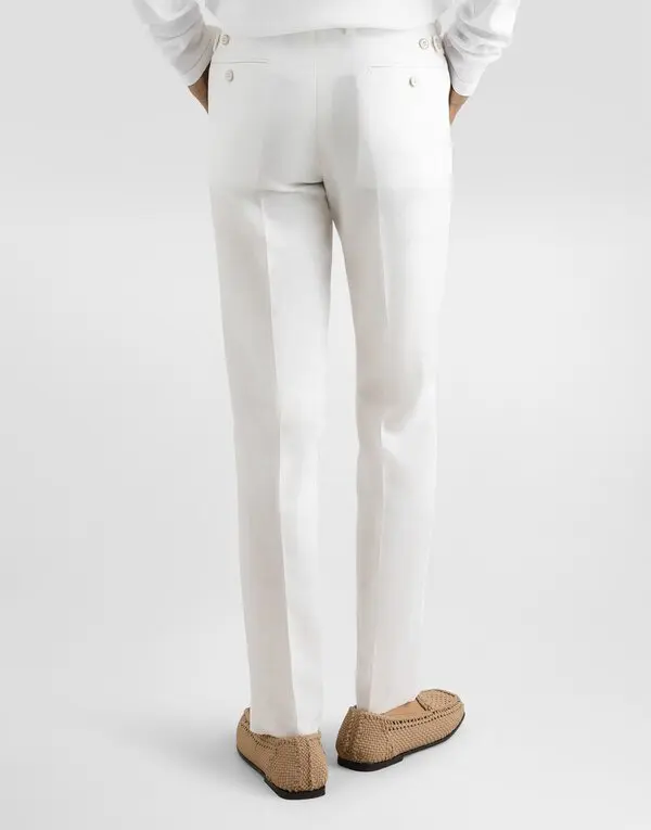 Dolce & Gabbana Regular Fit Linen Pants - White