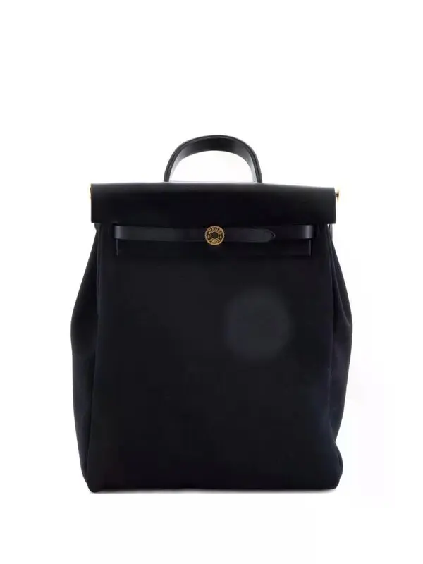 Hermès Herbag A Dos Zip Toile And Leather Backpack - Black