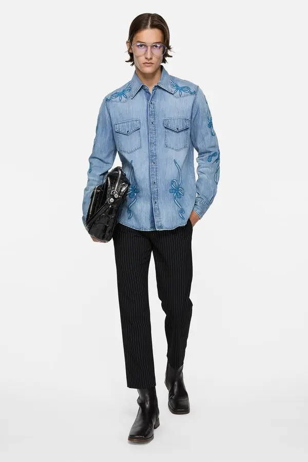 Acne Studios Embroidered Denim Shirt