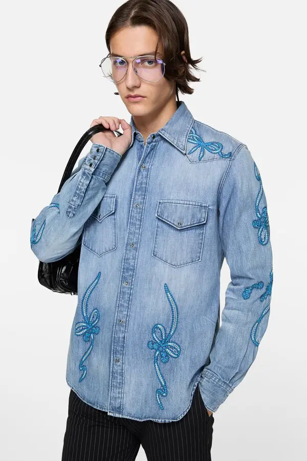 Acne Studios Embroidered Denim Shirt