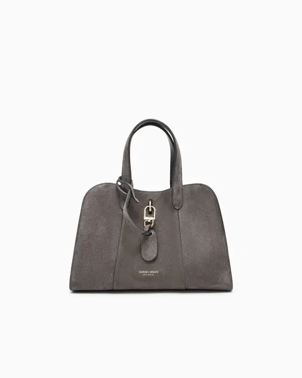Giorgio Armani Small Suede Tote - Grey