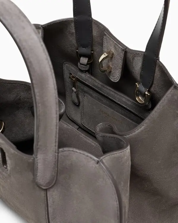 Giorgio Armani Small Suede Tote - Grey