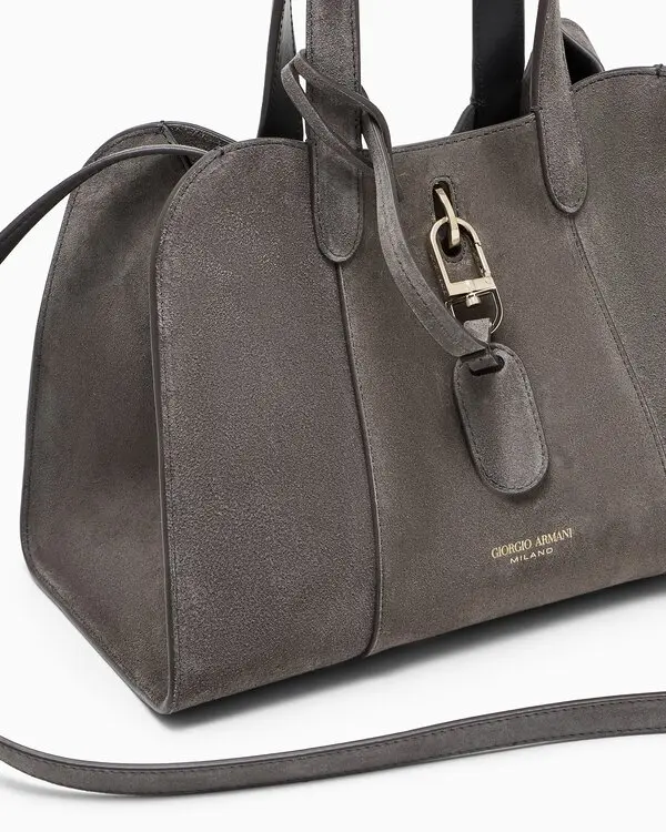 Giorgio Armani Small Suede Tote - Grey