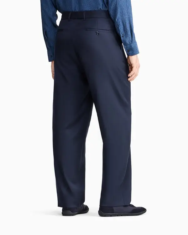 Giorgio Armani Cashmere Twill Trousers - Navy Blue