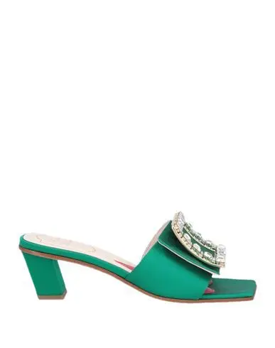ROGER VIVIER Embellished Textile Fiber Slide Sandals